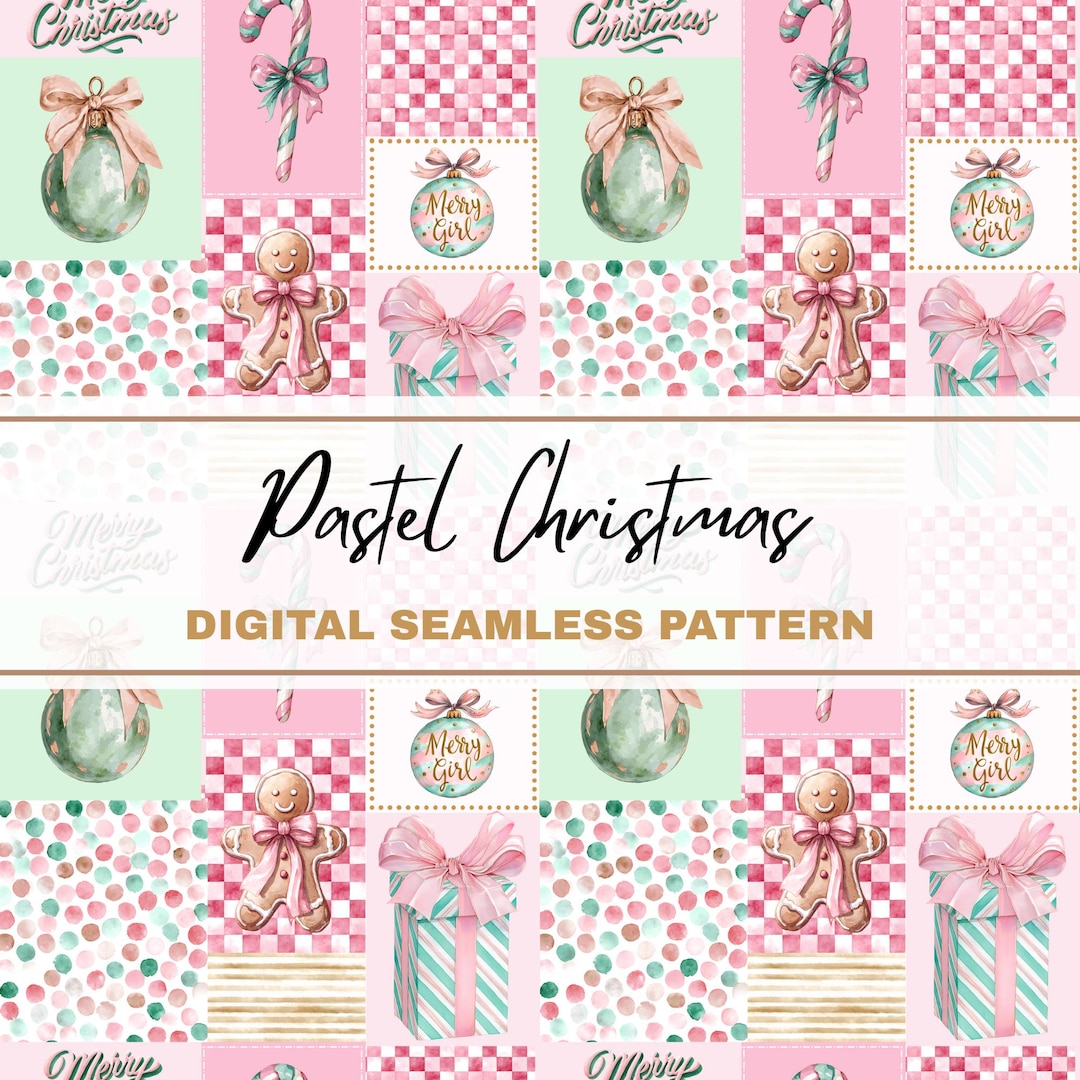 Pastel Christmas Seamless Pattern, Pattern Print, Watercolor Holiday ...