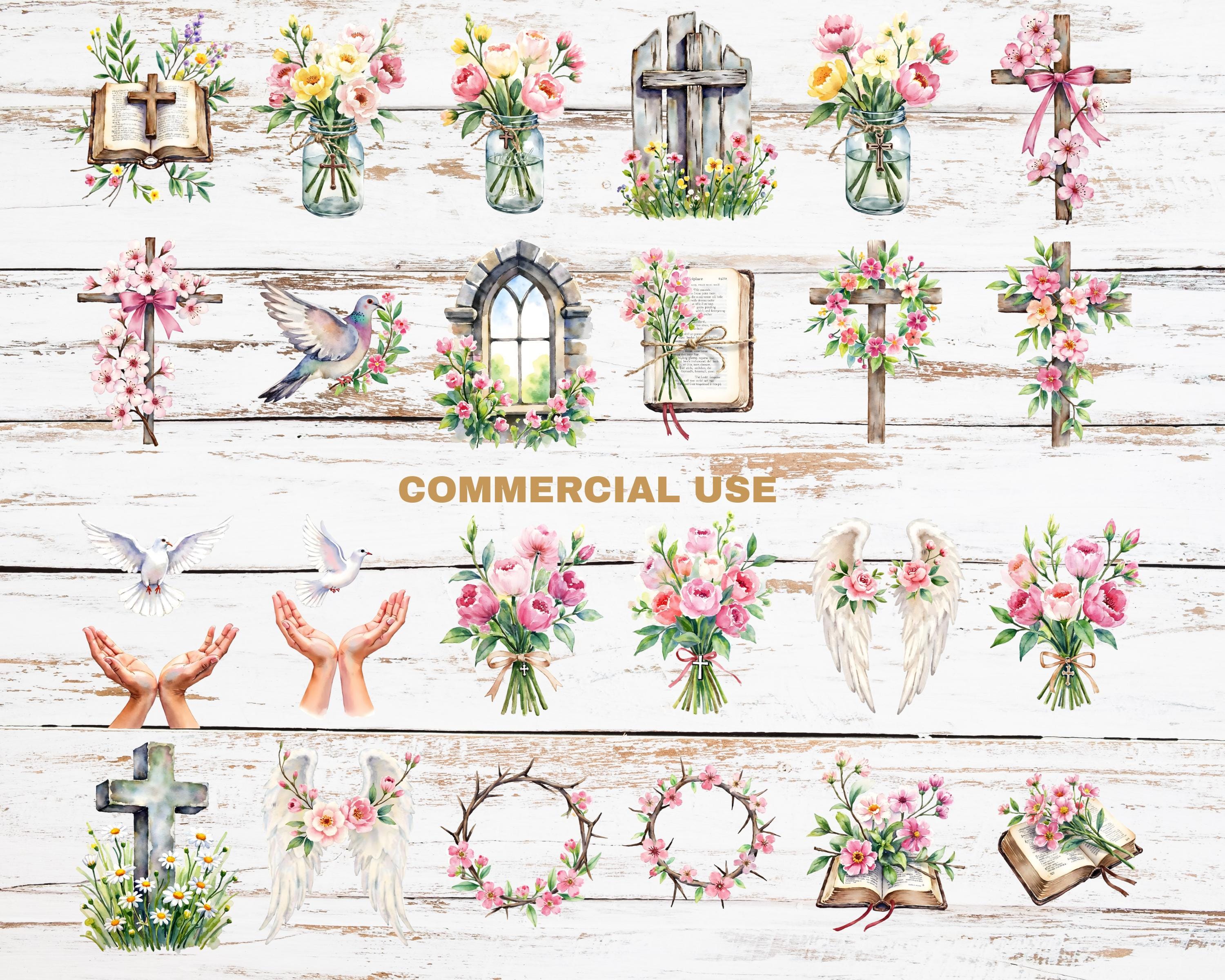 Spring Faith Based Clipart Bundle Watercolor Religious Illustrations ...