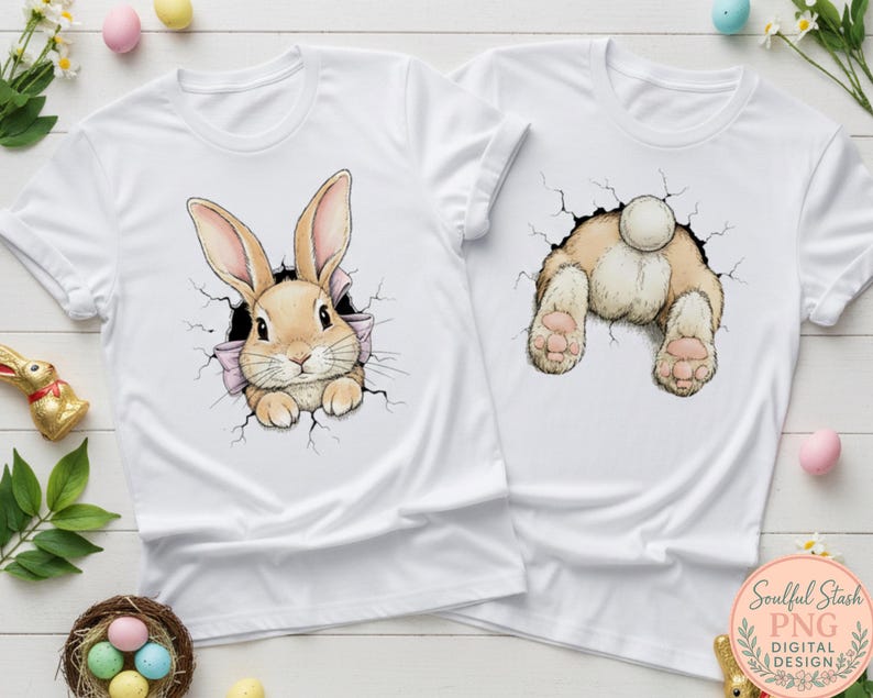 Playful Bunny Busting Through Set Digital Download. - Etsy