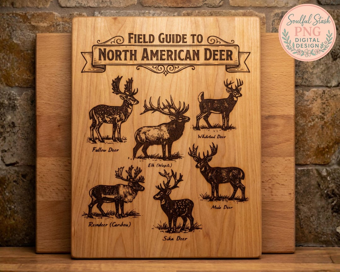 Vintage Deer Field Guide Design Engraving Style Artwork for Laser ...