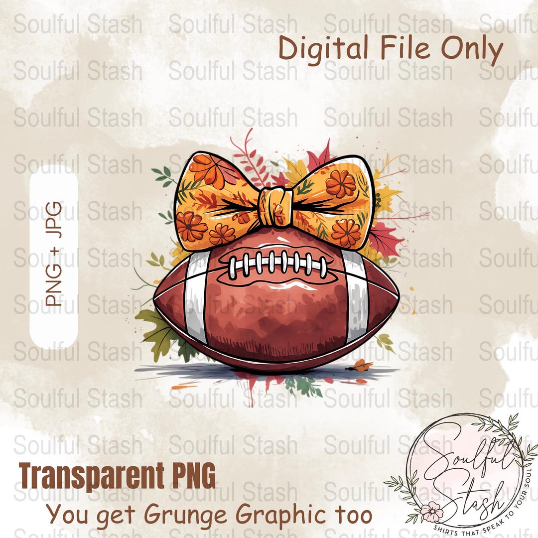 Fall Football Sublimation Design PNG, Autumn Coquettebow Floral ...