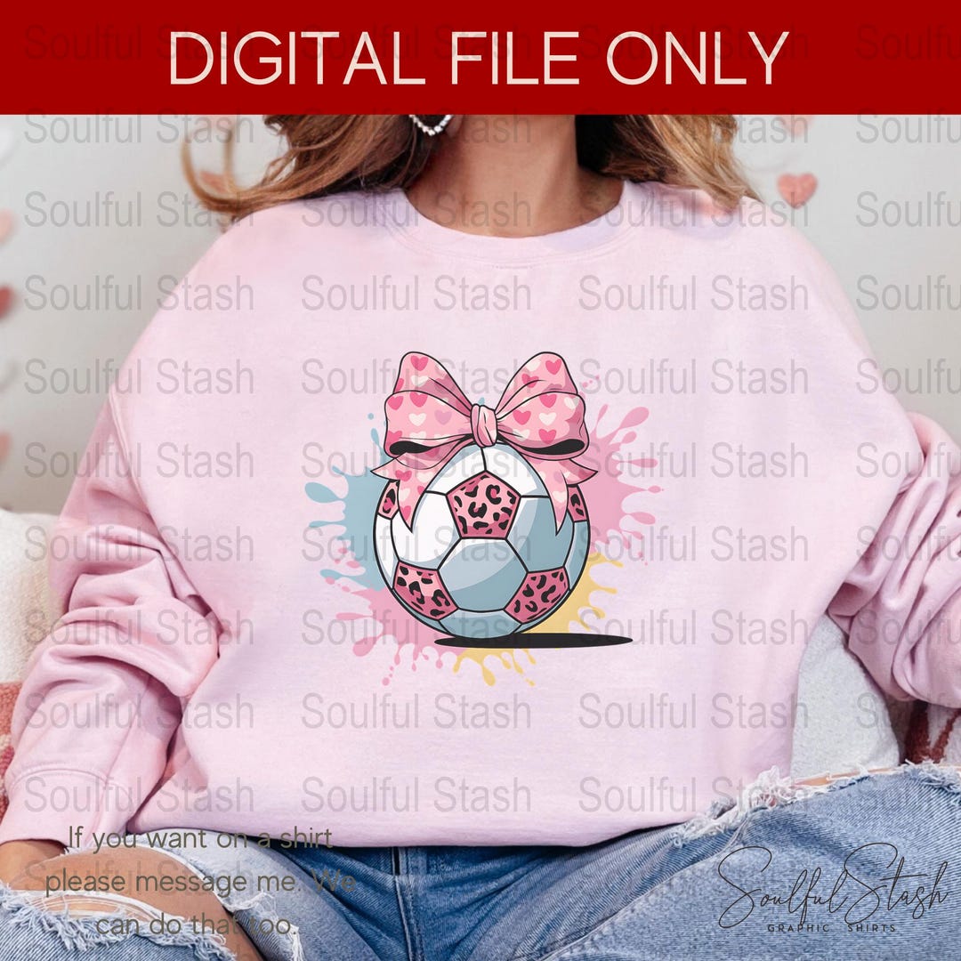Cute Soccer Ball With Heart Bow PNG, Digital Download Sublimation ...