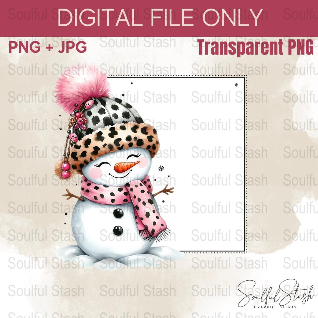 Leopard Print Cute Snowman, Winter Holiday Clip Art, Snowman Digital ...