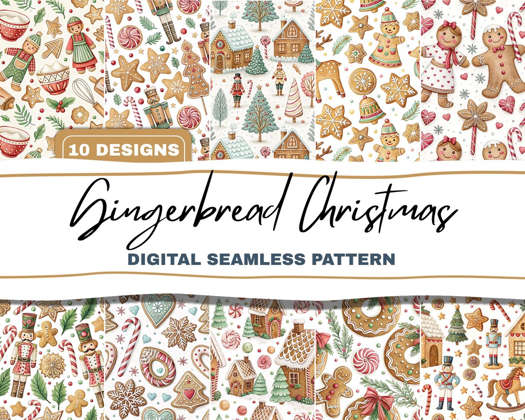 Gingerbread Seamless Pattern Bundle | Christmas Cookie Digital Paper ...