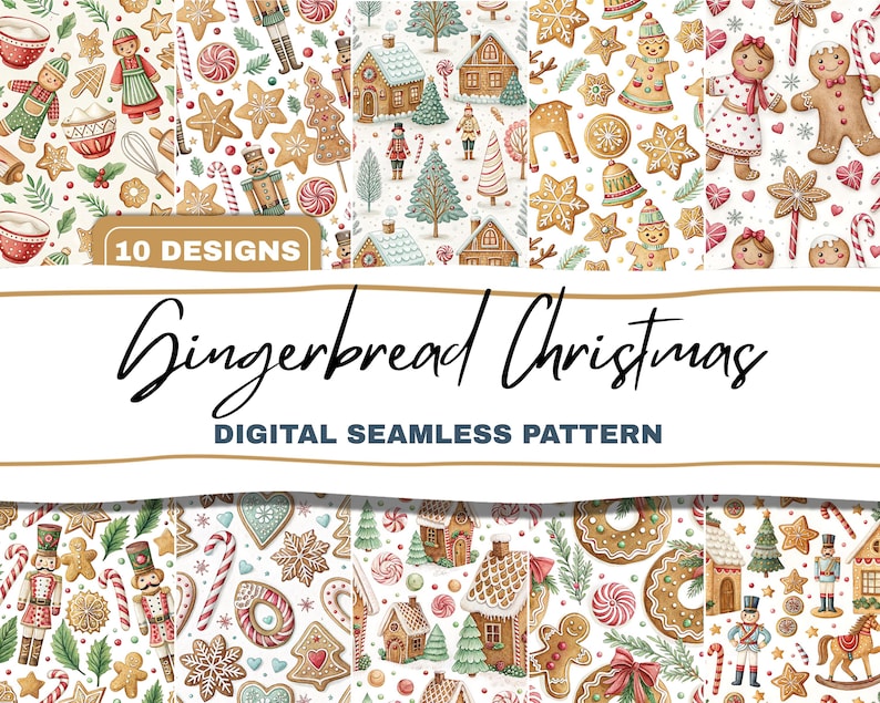 Gingerbread Seamless Pattern Bundle | Christmas Cookie Digital Paper ...