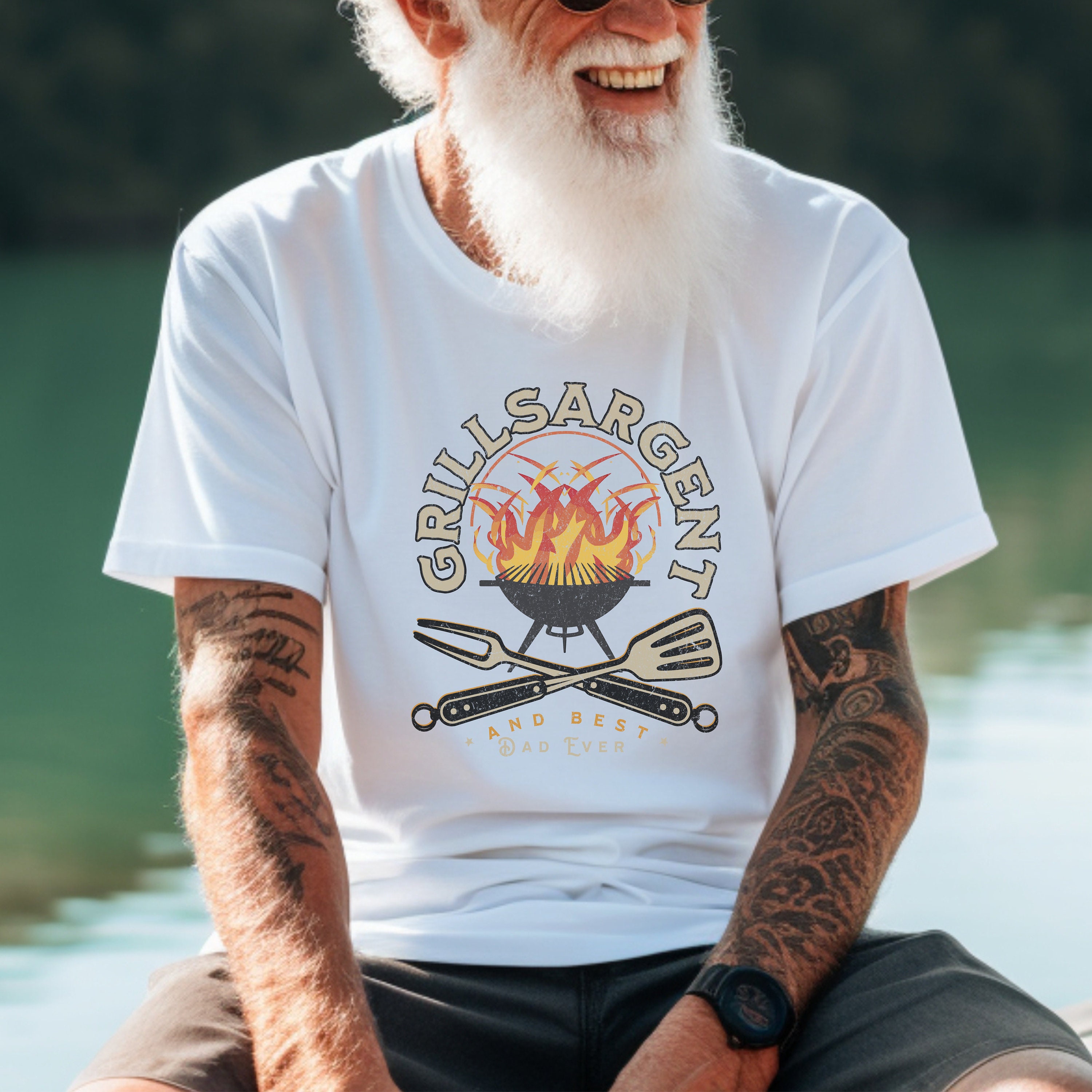 Best Dad Grill Sergeant BBQ T-shirt, Funny Barbecue Chef Shirt, Men's ...