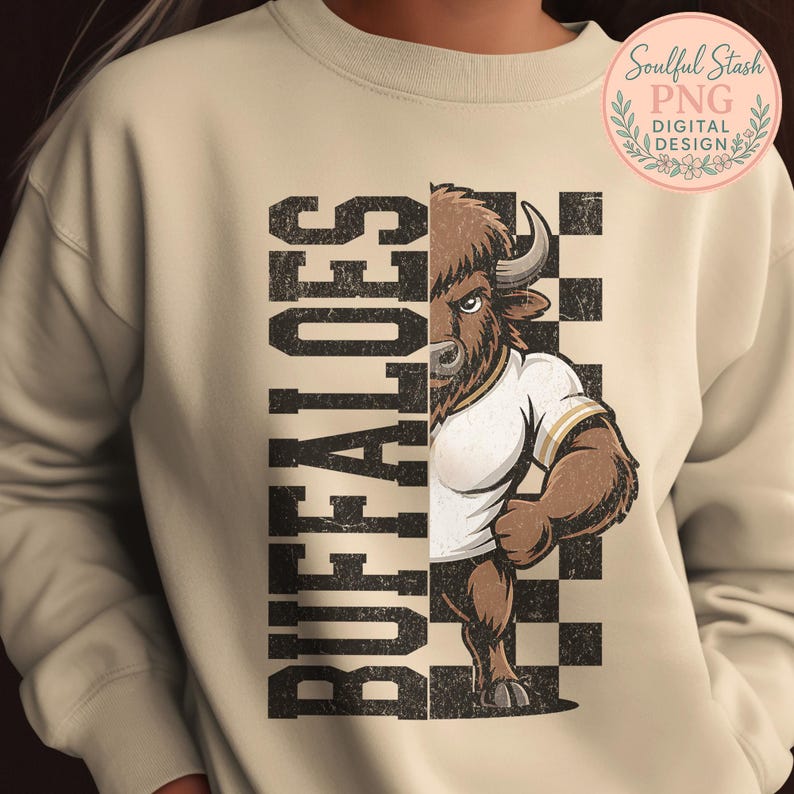 Fierce Buffalo Mascot PNG: School Spirit Shirt Design (digital Download ...