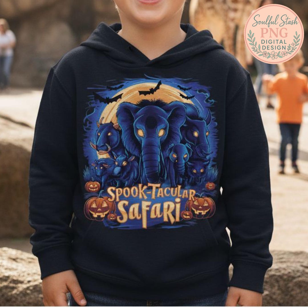 Spooky Safari Halloween Digital Art Print, Safari Animals Halloween ...