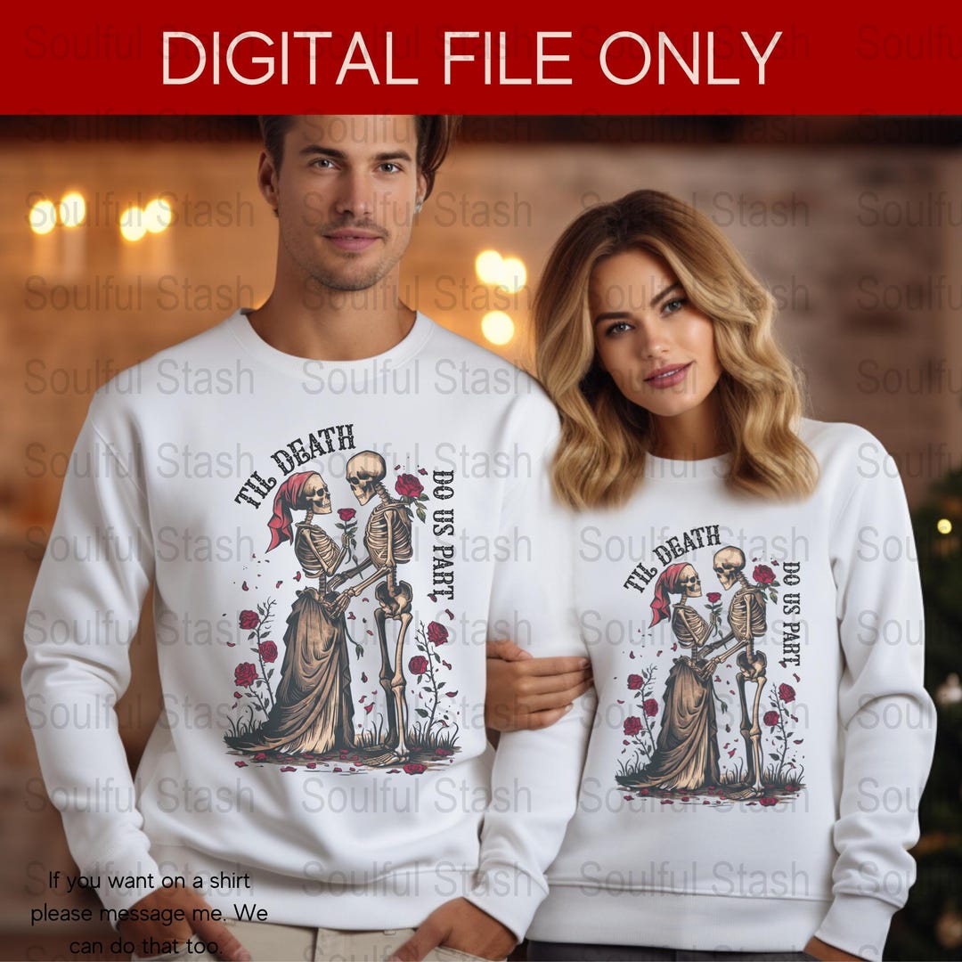 Til Death Graphic, Do Us Part Skeletons Digital Design, Printable Wall ...