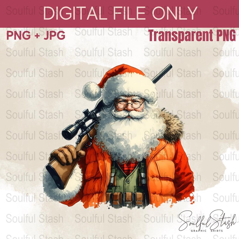 Santa Sniper Rifle PNG, Hunter Lover Christmas Gift Idea, Unique ...