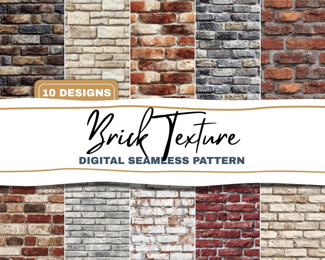 Realistic Brick Seamless Textures Bundle Rustic Farmhouse Digital ...