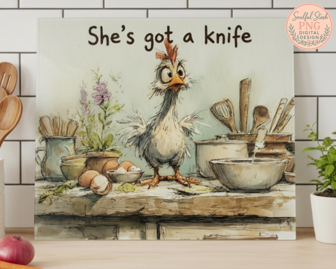 Funny Farmhouse Chicken Design With Kitchen Scene and “she’s Got a ...