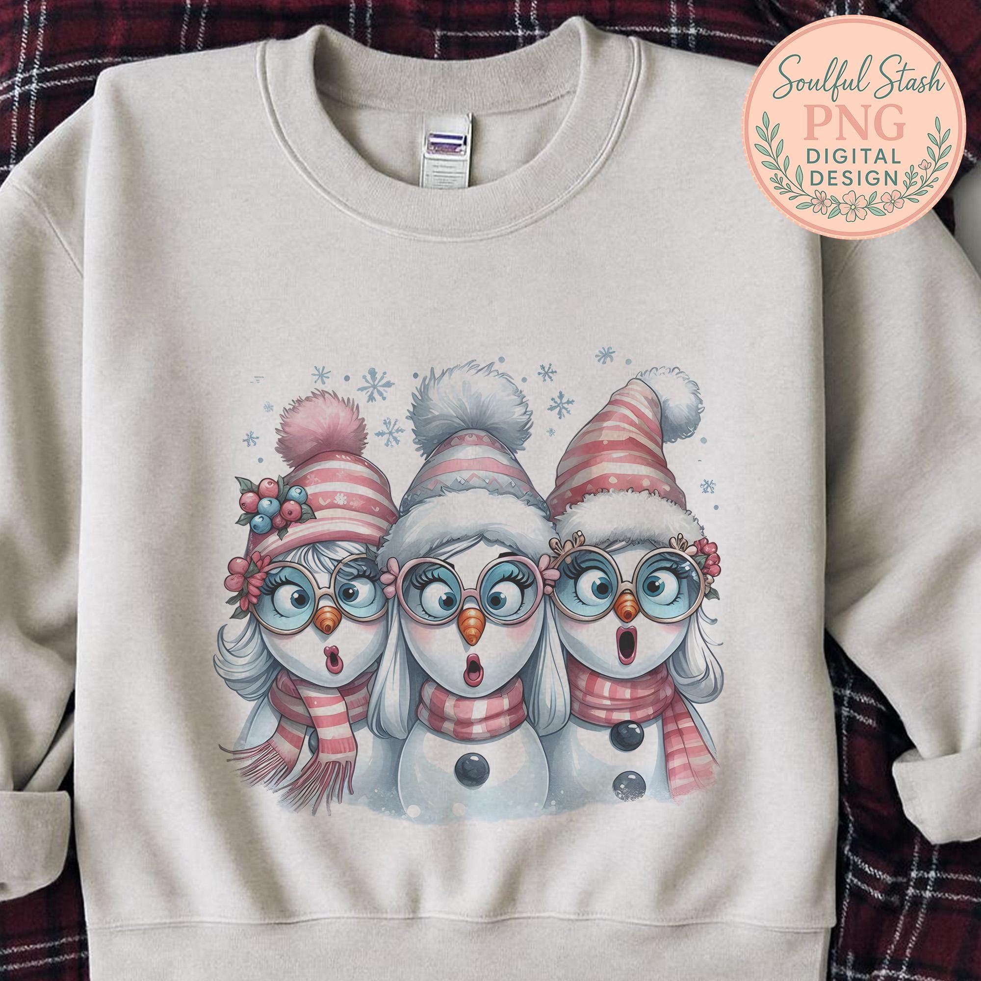 Cute Cartoon Snowman Trio, Winter Wonderland Art, Adorable Snowman ...