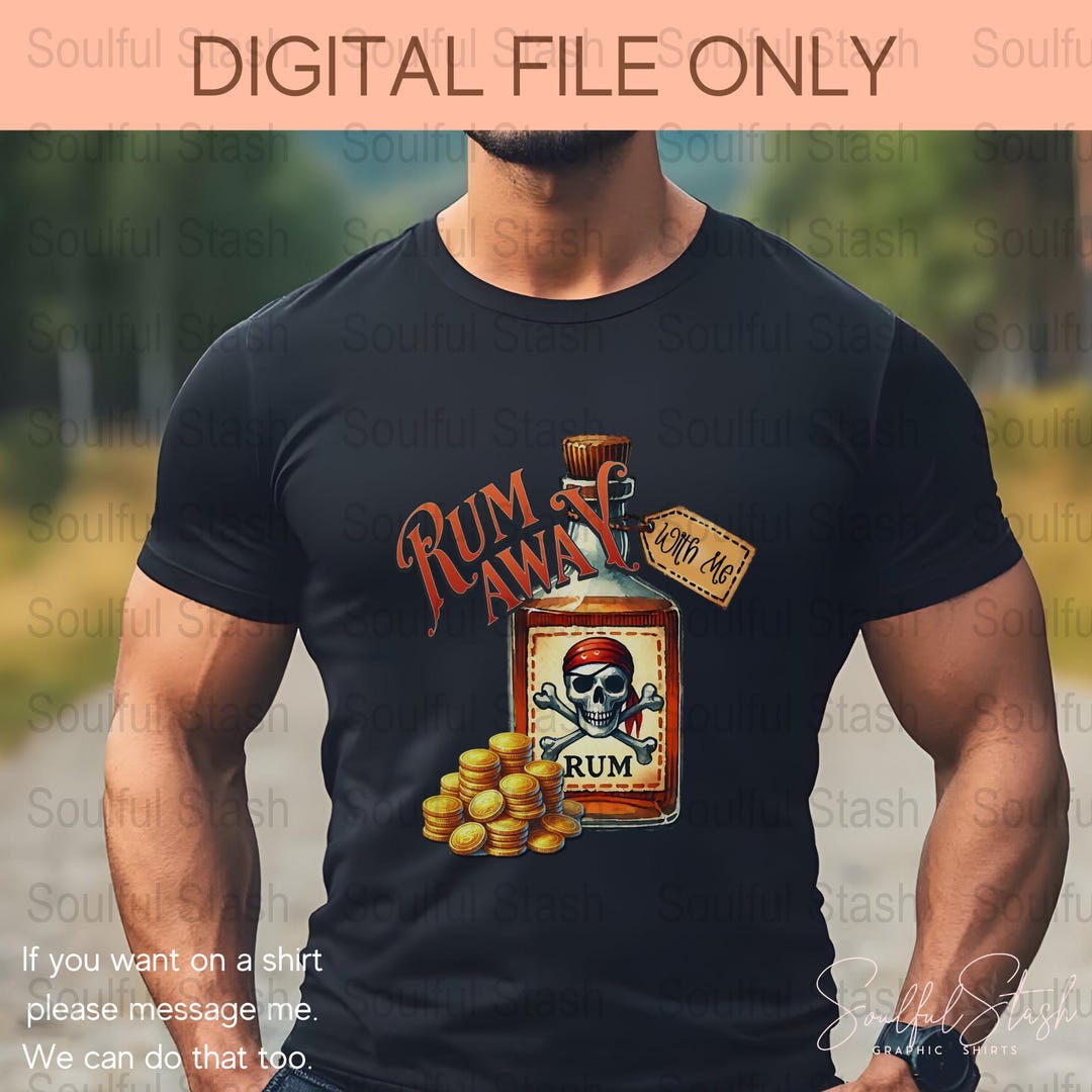 Rum Away With Me Skull Pirate Rum Art, Funny Drinking Pun, Digital ...