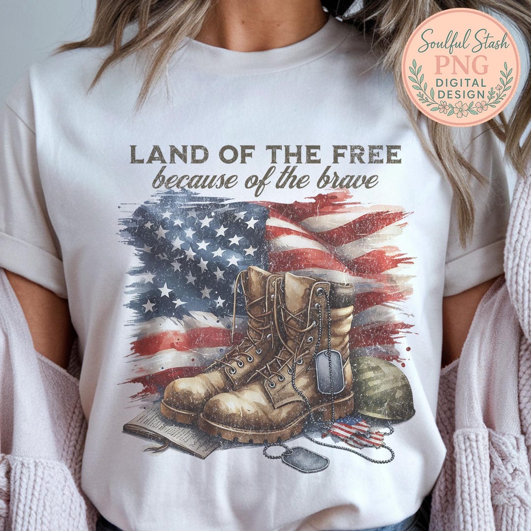 Patriotic Digital Art Print, Land of the Free Because of the Brave ...