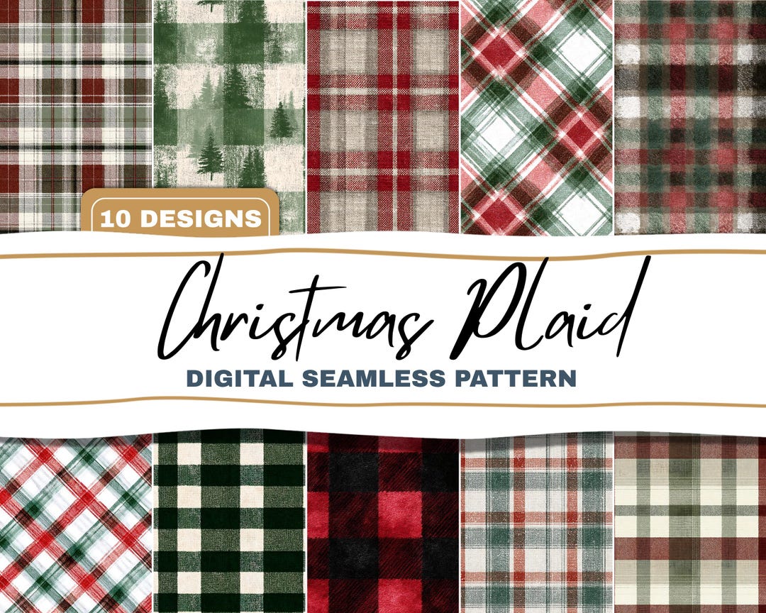 Rustic Christmas Plaid Seamless Pattern Bundle | Cozy Buffalo Check ...