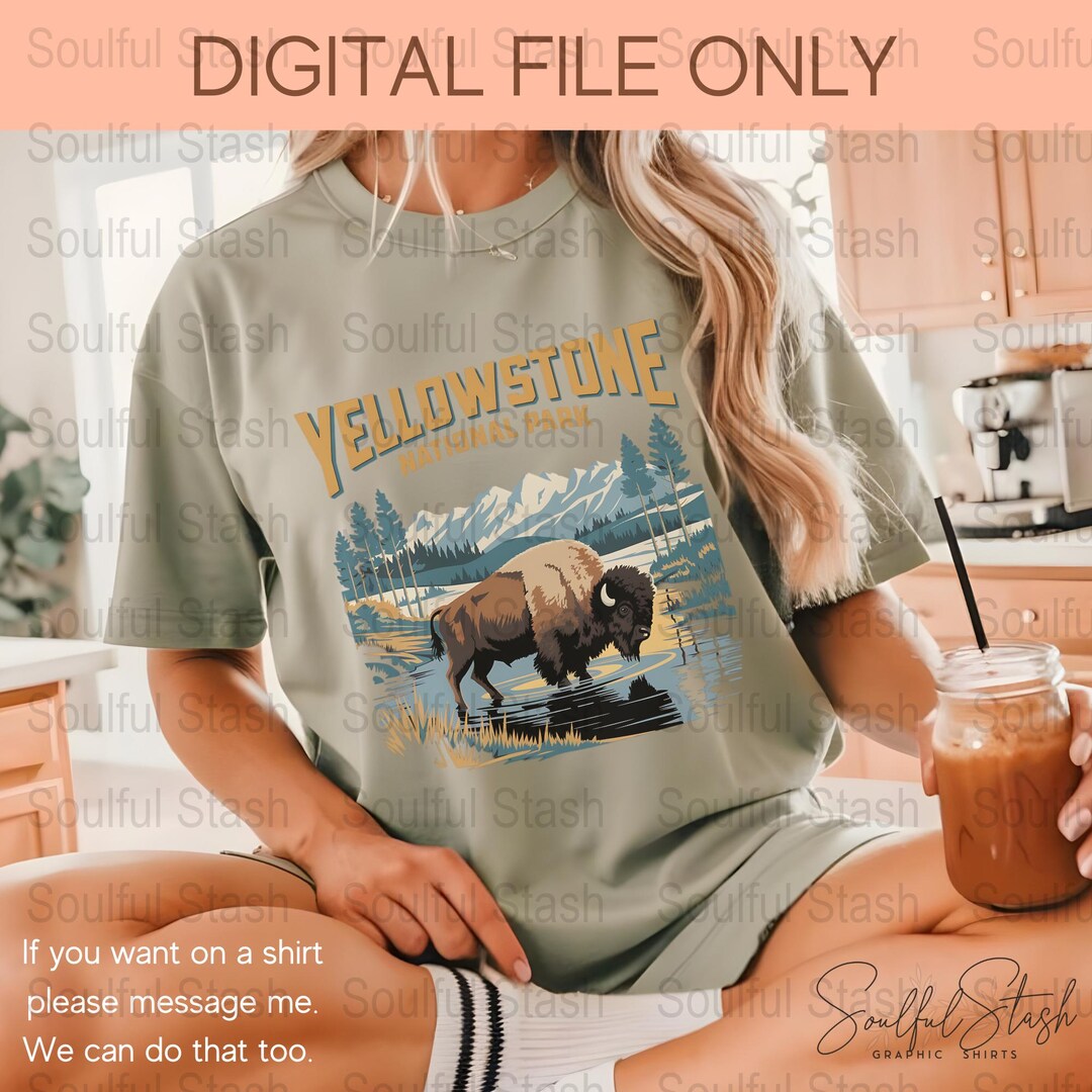 Yellowstone National Park Digital Print, Hiking and Travel Sublimation ...
