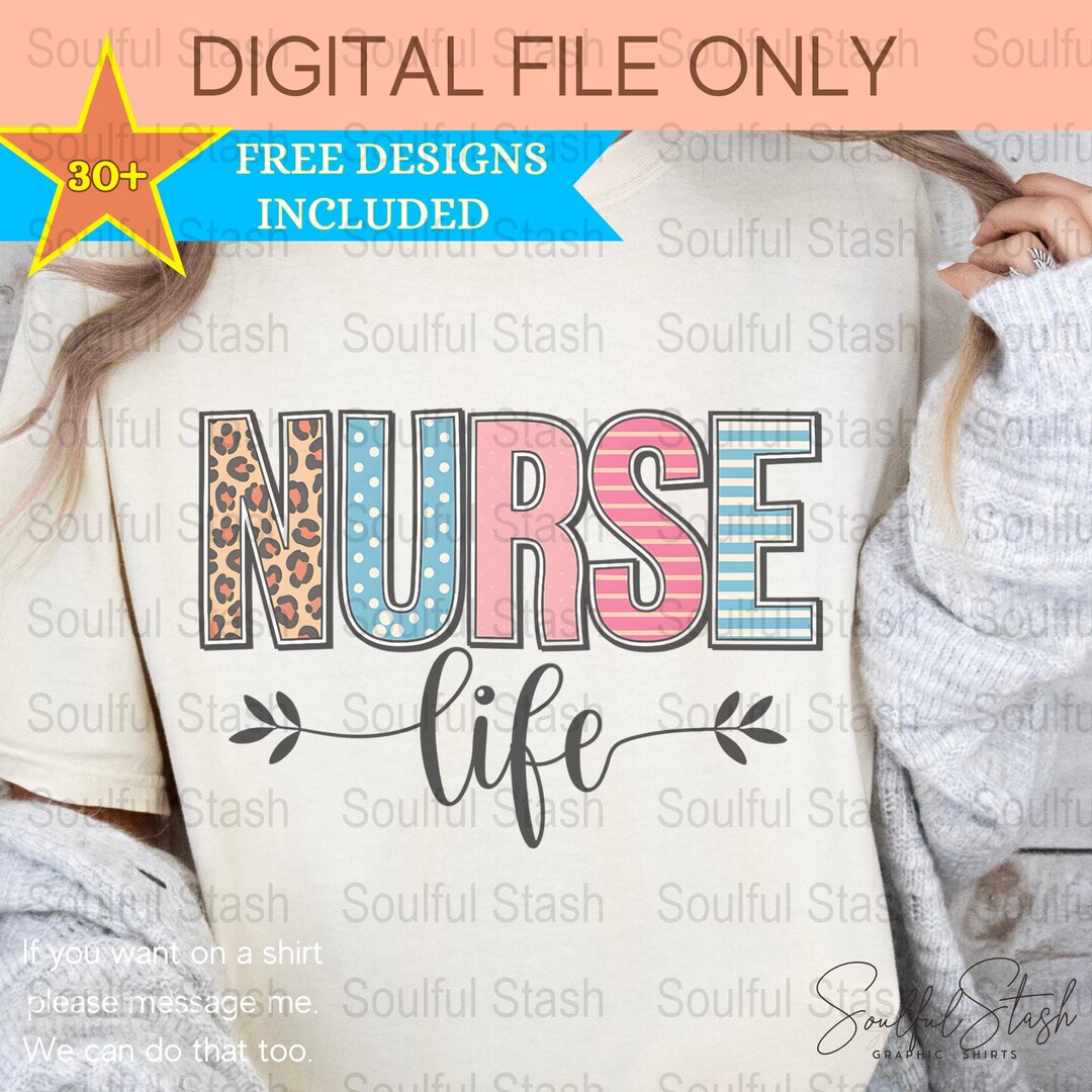 Nurse Life Colorful Leopard Sublimation Design, Digital Download PNG ...