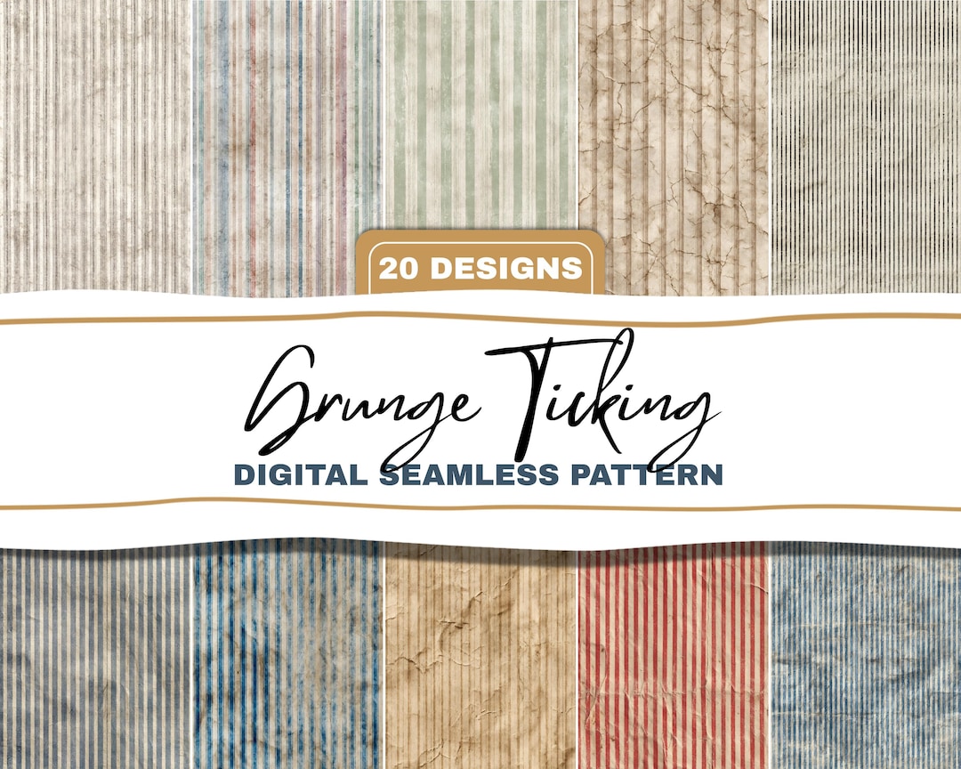 Grungy Ticking Seamless Paper Patterns Bundle Vintage Digital Download ...