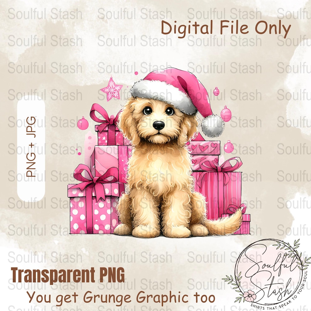 Cute Goldendoodle Puppy Christmas PNG, Sublimation, Shirt Graphic, Mug ...