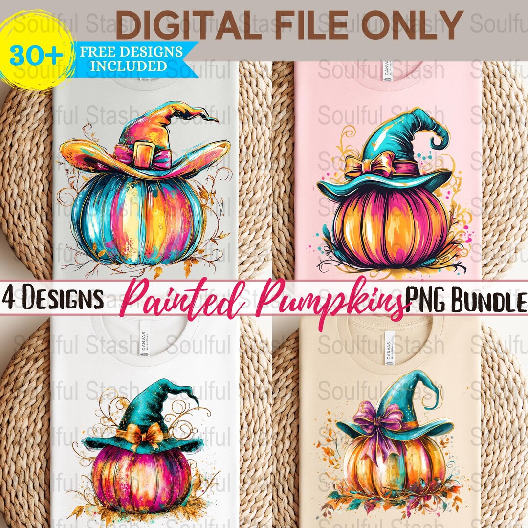 Preppy Witches Hat Pumpkin Shirt Digital, PNG Bundle, Halloween Clipart ...