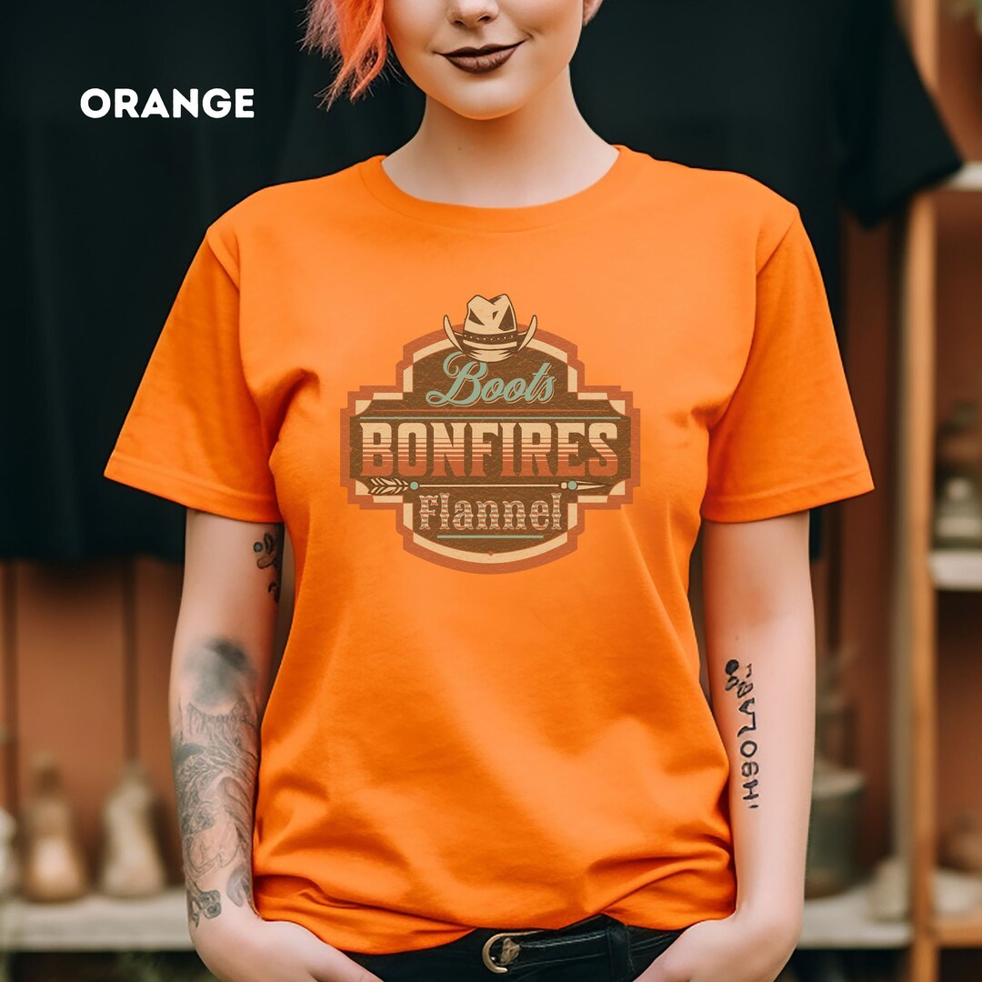 Boots Bonfires Flannel Shirt, Country Fall, Cowboy Fall, Tee, Fall ...