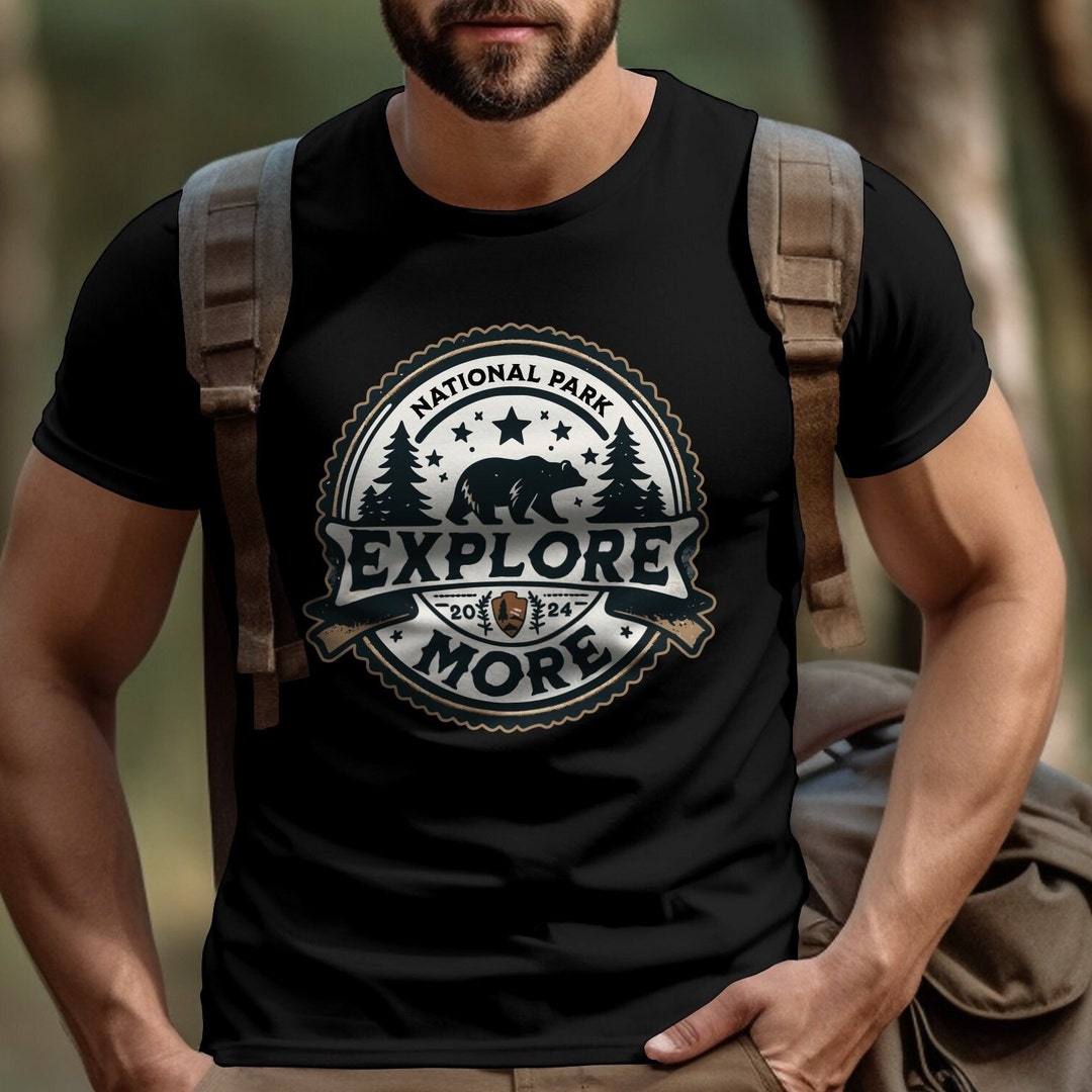 Vintage National Park Explore More T-shirt, Outdoor Adventure Bear ...