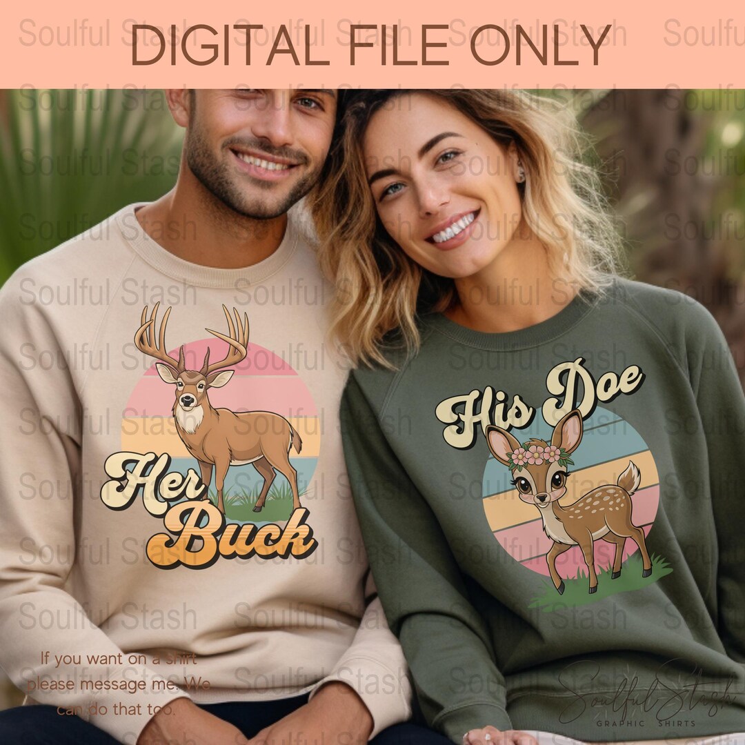 His Doe Her Buck PNG Sublimation, Country Couple Matching Gift Shirts ...