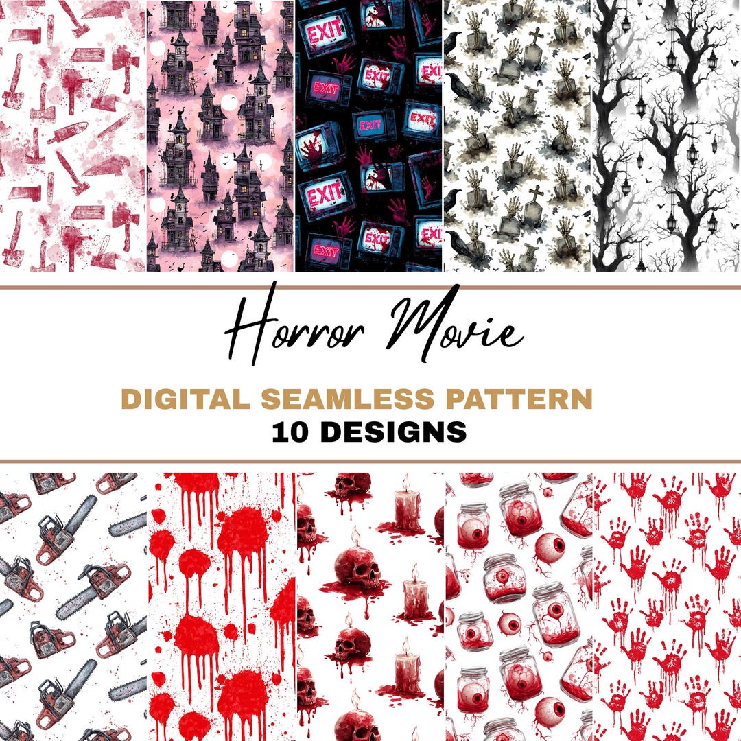 Horror Halloween Seamless Pattern Bundle, PNG Seamless Bundle , Pattern ...