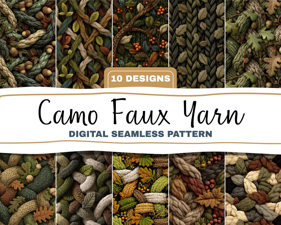 Faux Yarn Camo Seamless Pattern Bundle Woodland Camouflage Digital ...