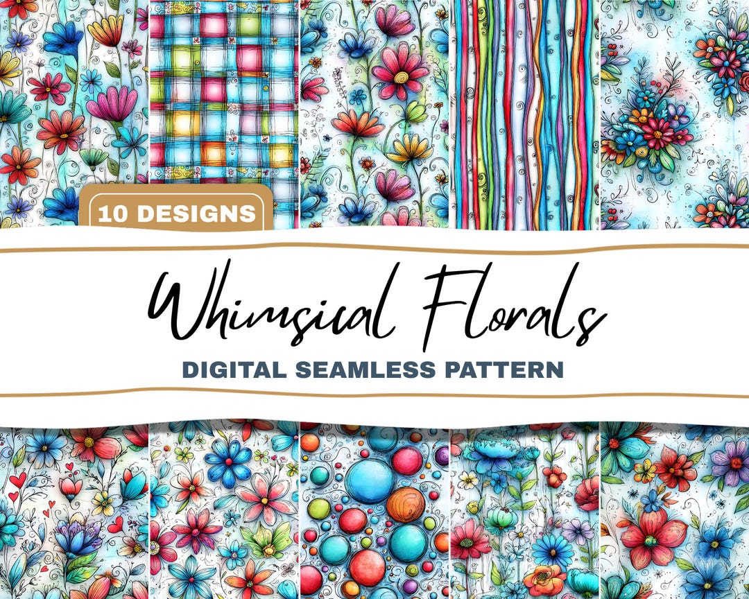 Whimsical Spring Seamless Patterns Bold Colors Digital Download - Etsy