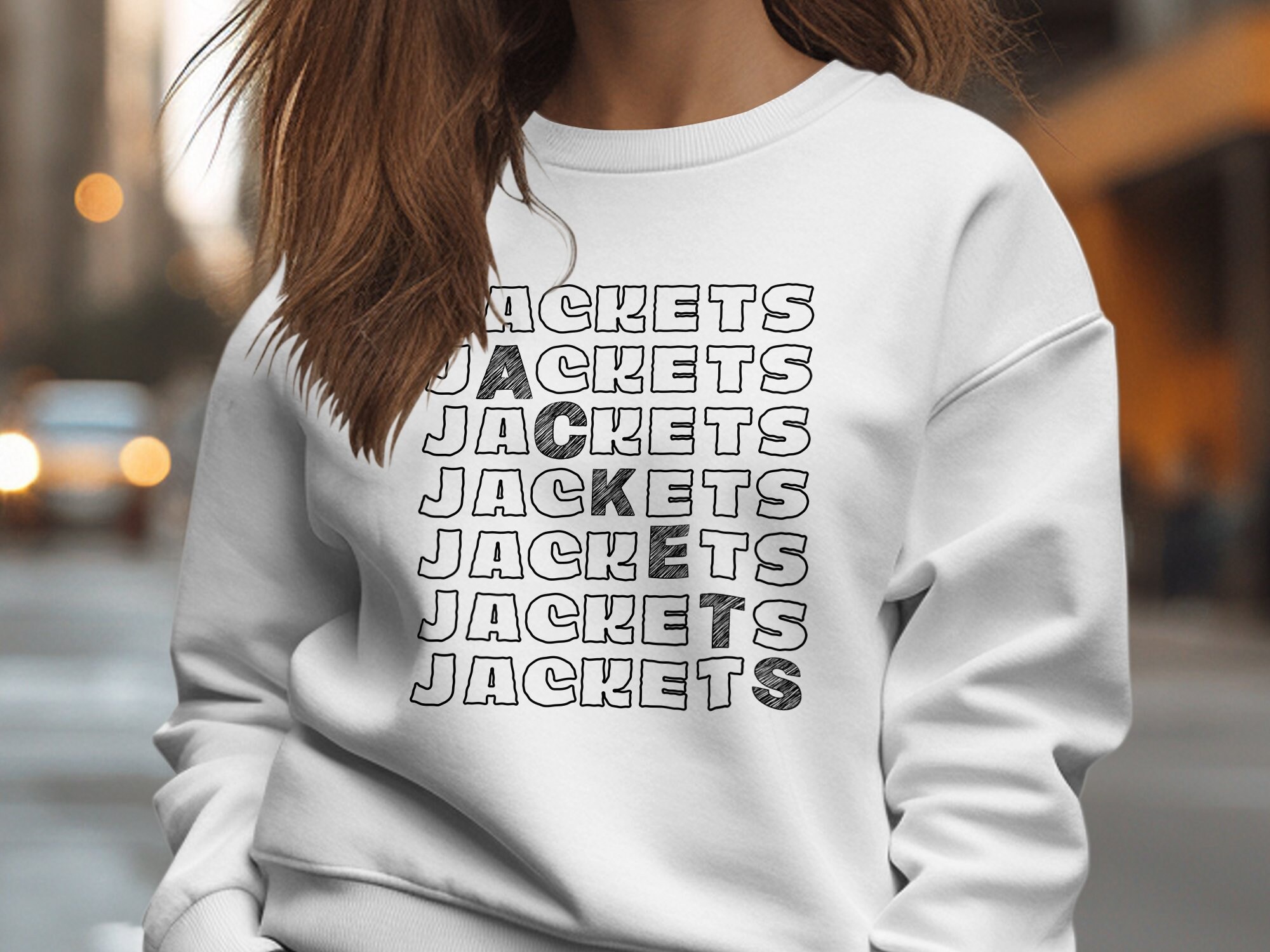 Unique Jackets Word Repeated Pattern T-shirt, Fashionable Unisex ...