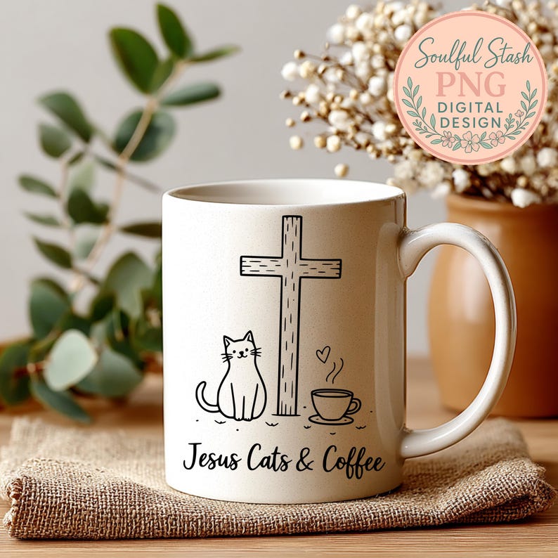 Jesus Cats Coffee Cross Design Religious Based SVG Digital Download ...