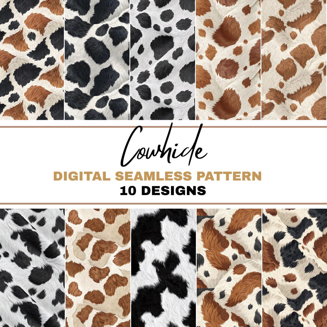 Cowhide Seamless PNG Seamless Bundle, Cowhide Pattern Sublimation ...