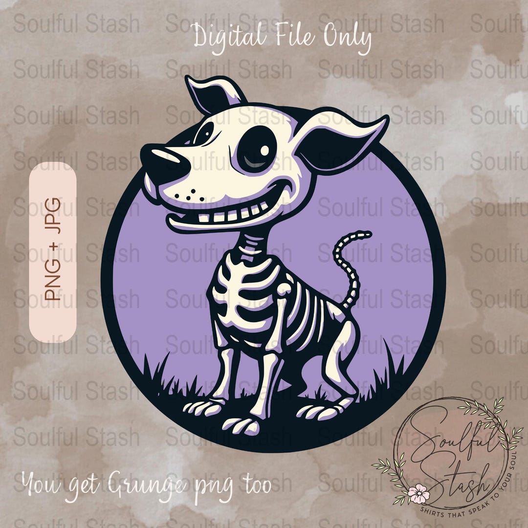 Skeleton Dog Illustration PNG, Cute Halloween Dog Digital Download ...