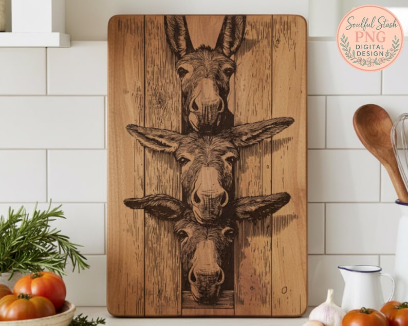 Rustic Farm Donkey Barn Illustration Laser Cutting Board Design Digital ...