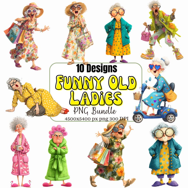 Funny Old Lady Clipart - Etsy