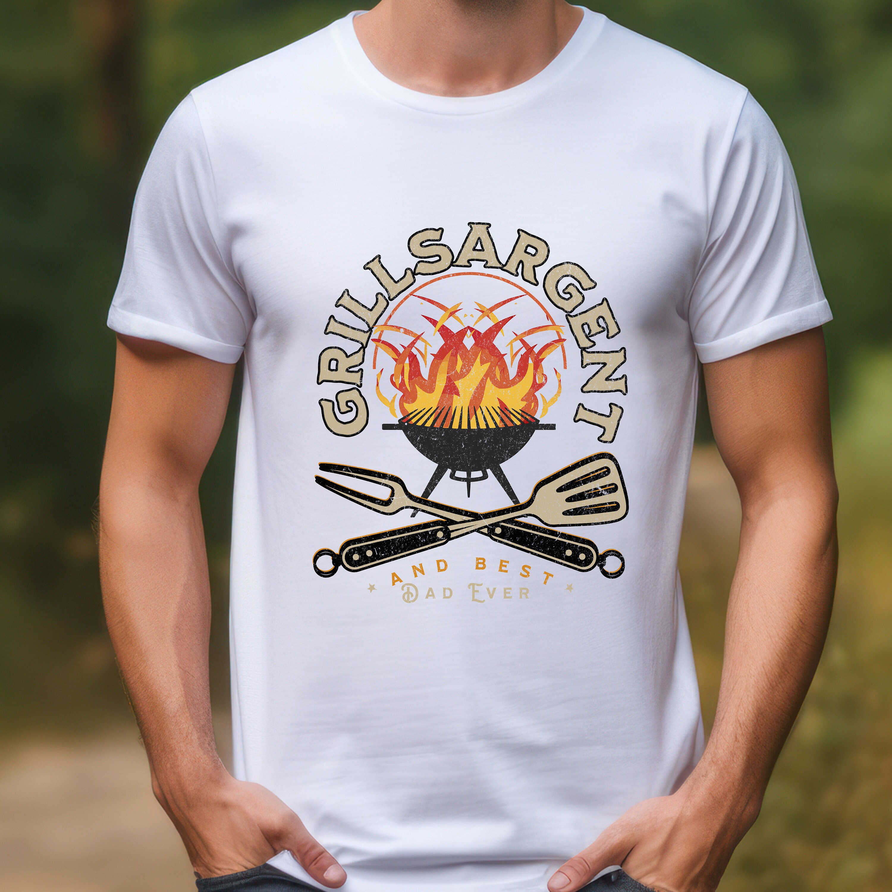 Best Dad Grill Sergeant BBQ T-shirt, Funny Barbecue Chef Shirt, Men's ...