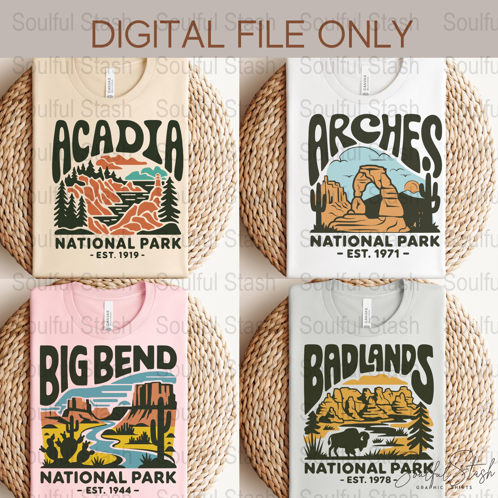 Retro National Park Bundle, Vintage Outdoor PNG, Hiking Digital ...