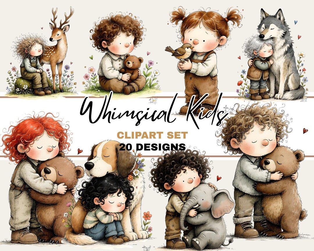 Whimsical Kids Watercolor Clipart Bundle Storybook Children Fairytale ...