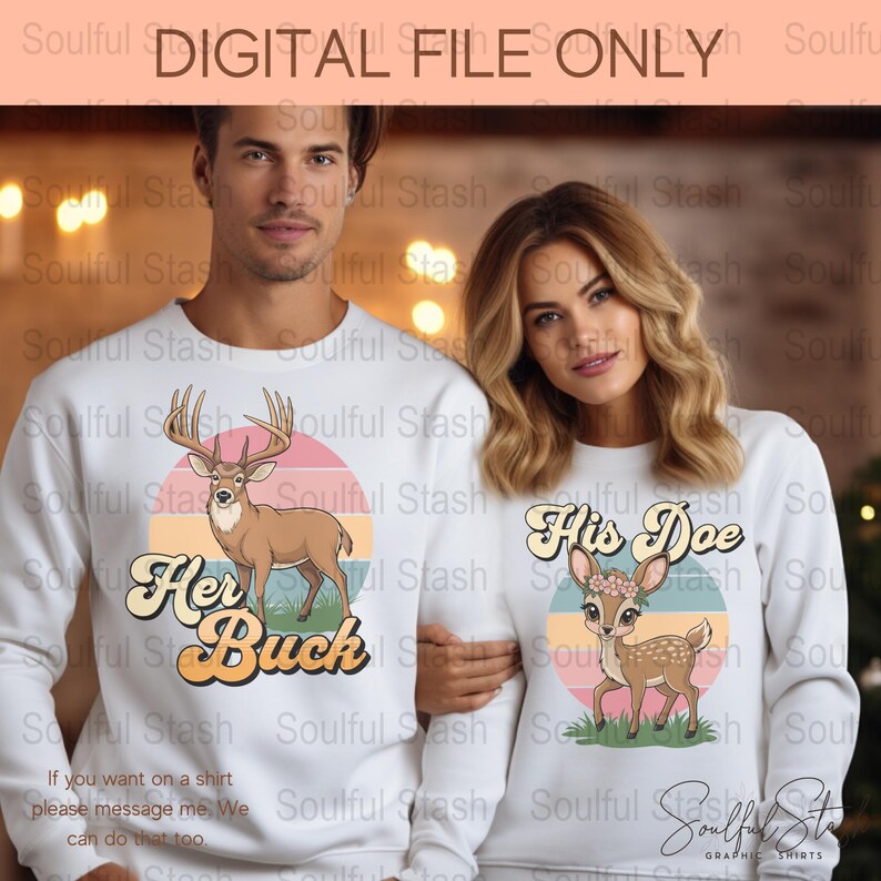 His Doe Her Buck PNG Sublimation, Country Couple Matching Gift Shirts ...
