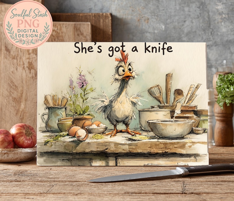 Funny Farmhouse Chicken Design With Kitchen Scene and “she’s Got a ...