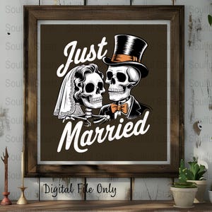 Halloween Just Married Couple Skull PNG, Gothic Bride and Groom ...