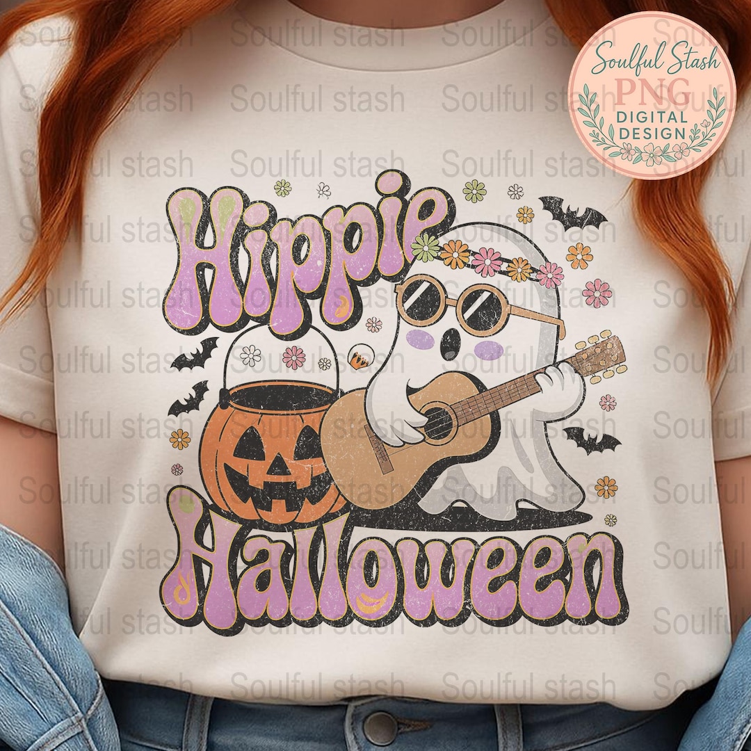 Hippie Halloween Ghost PNG, Halloween Digital Download, Retro Ghost ...