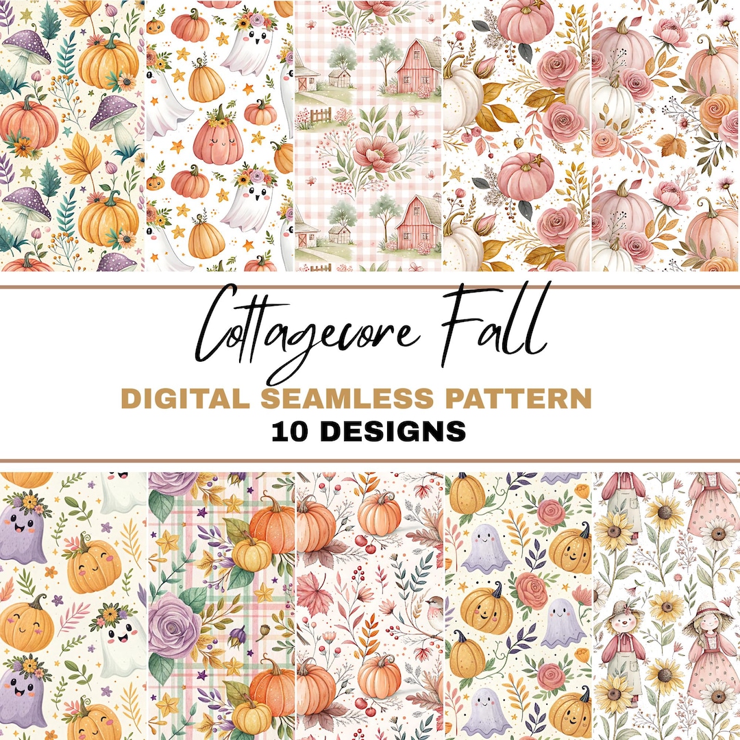 Fall Cottagecore PNG Seamless Bundle , Pattern Print, Farmhouse ...