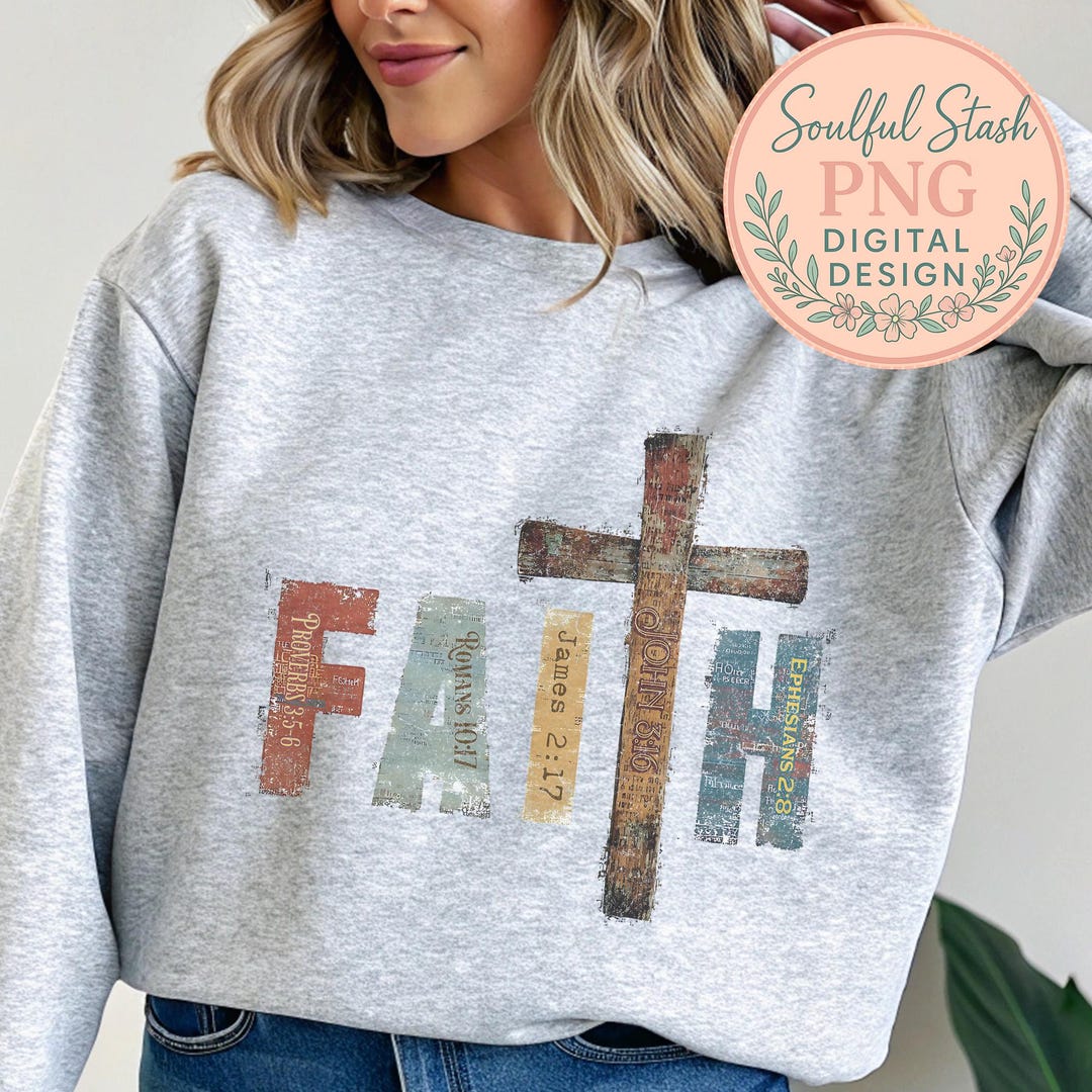 Rustic Faith Cross PNG: Christian Bible Verse Digital Art (commercial ...