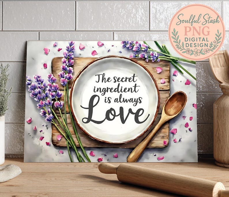 The Secret Ingredient is Always Love Cutting Board Art | Lavender ...