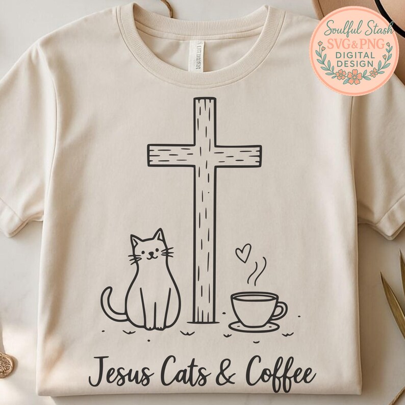 Jesus Cats Coffee Cross Design Religious Based SVG Digital Download ...