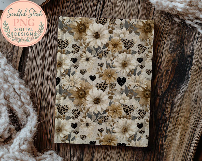 Boho Leopard Print Floral Seamless Pattern Bundle With Neutral Daisies ...