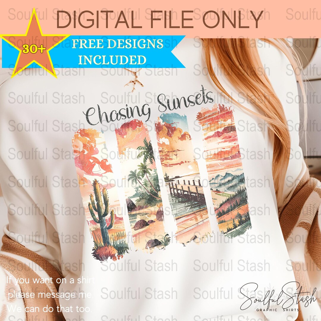Retro Chasing Sunsets PNG, Digital Download, Summertime Sublimation ...
